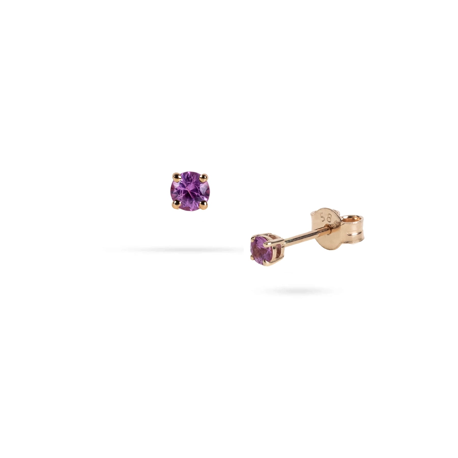 Обеци Senso Diamonds – 14k златни обеци на винт с розови сапфири - 0.2 ...