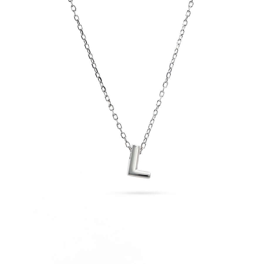 Silver necklace with the letter "L" - silver 925, rhodium plating ...